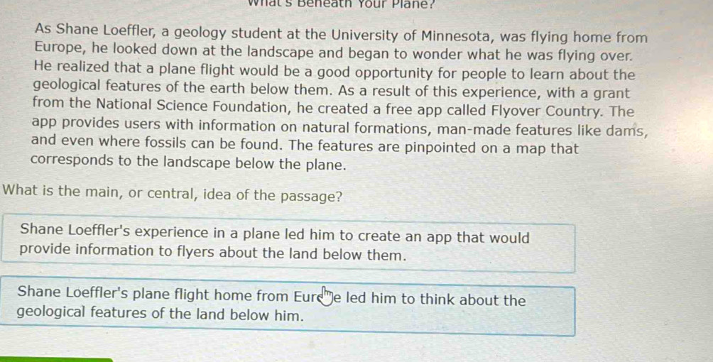 Solved: What's Beneath Your Plane? As Shane Loeffler, a geology student ...