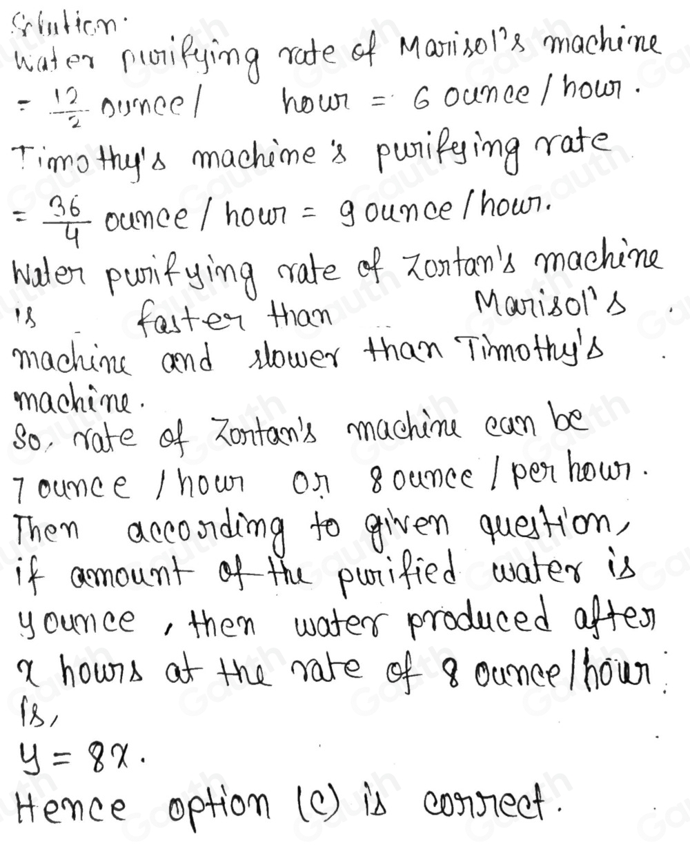 Solved: Marisol, Timothy, and Zorian each have a machine that purifies ...