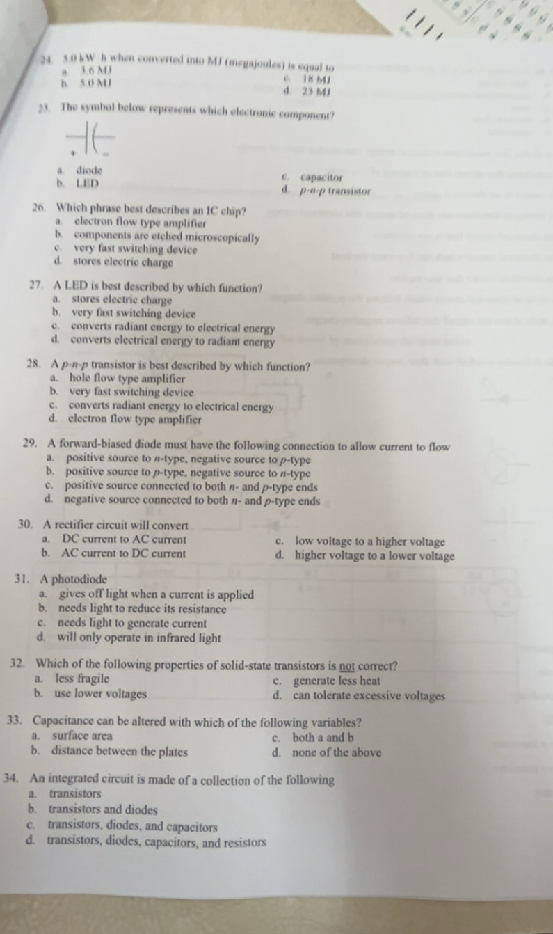Solved: 24 5.0 kW h when converted into MJ (megajoules) is equal to a 3 ...