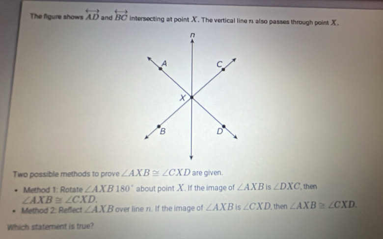 Solved: The figure shows overleftrightarrow AD and overleftrightarrow ...