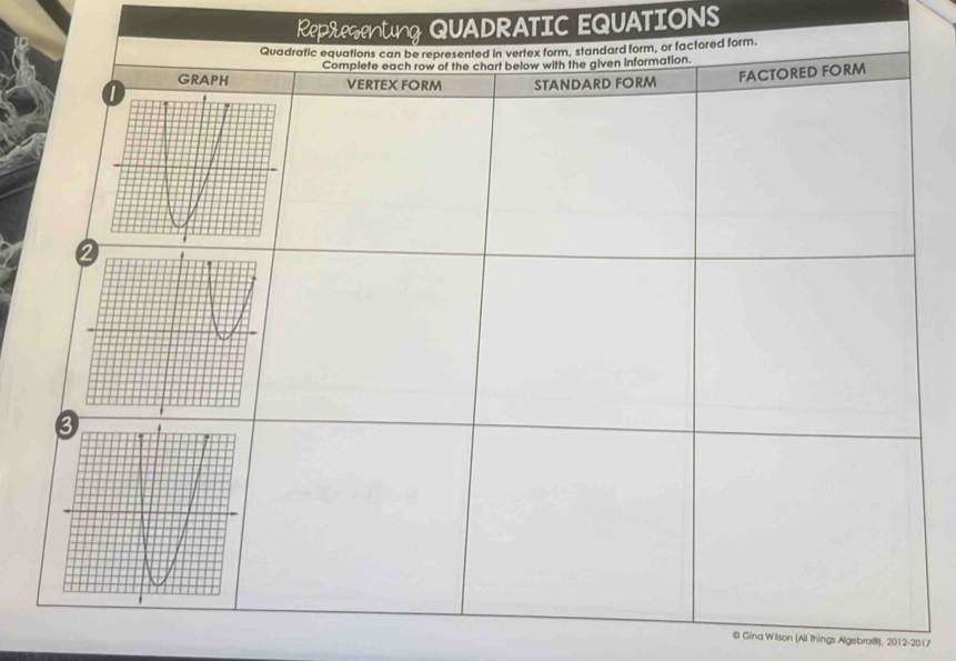 Solved: Representing QUADRATIC EQUAtIONS @ Gina Wilson (All Things ...