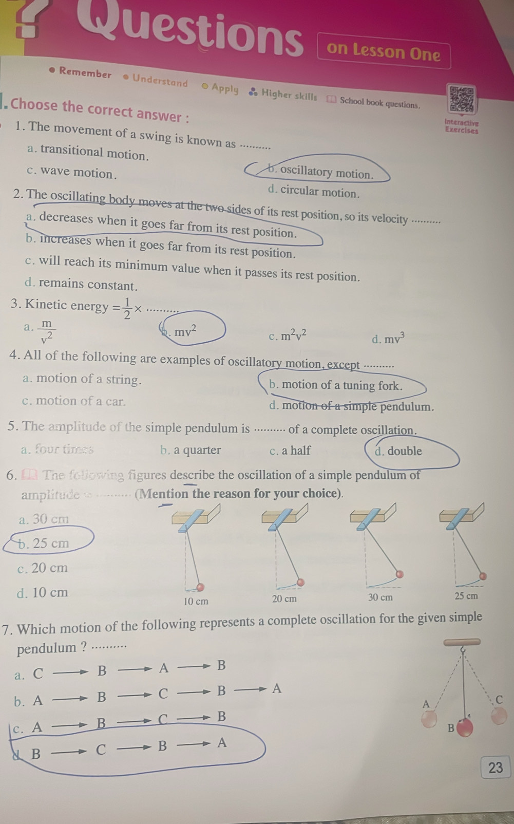 تم الحل:Questions on Lesson One Remember Understand 0 Apply Higher ...
