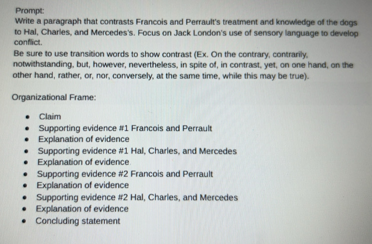 Solved: Prompt: Write a paragraph that contrasts Francois and Perrault ...