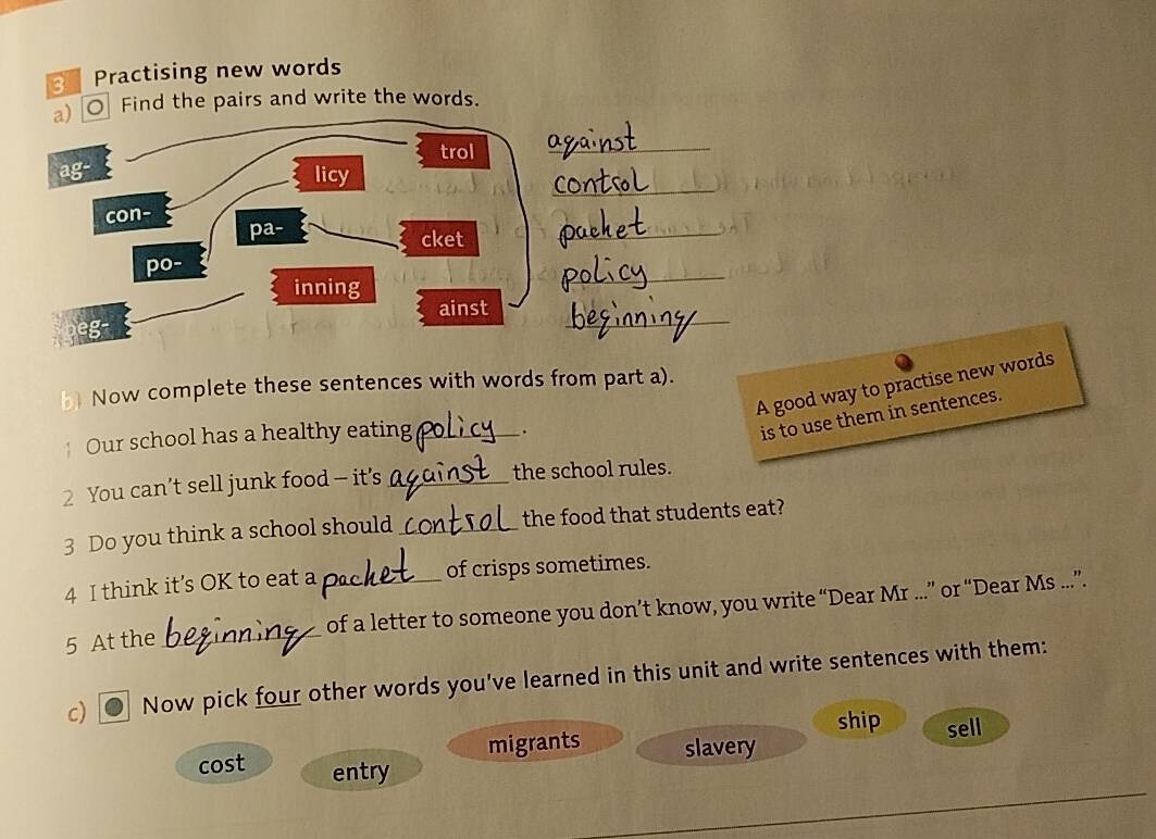 Gelöst:Practising new words Find the pairs and write the words ...