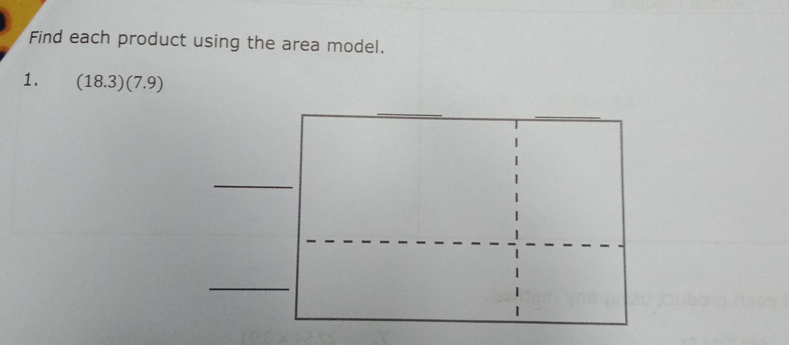 Solved: Find each product using the area model. 1. (18.3)(7.9) [Math]