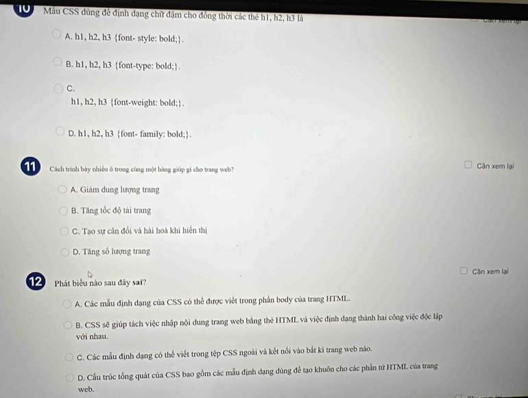 Giải quyết:Mẫu CSS dùng đề định dạng chữ đậm cho đồng thời các thẻ h1 ...