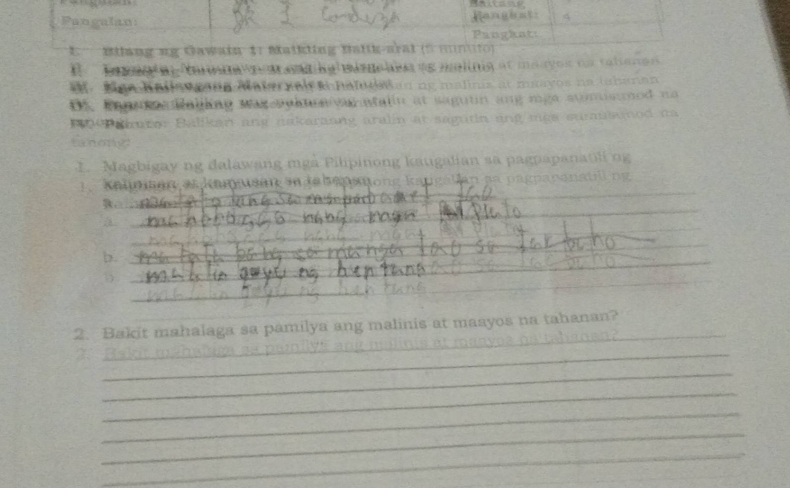 Solved: Pangalan Hangest: A Panghat 1. Bilang ng Gawain 1: Maikling ...