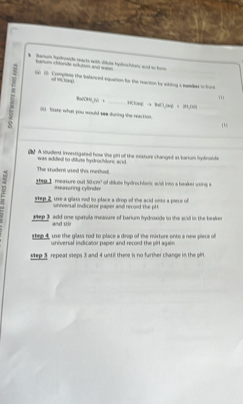 Solved: Barium hydroxide reacts with dilute hydrochloric acid to form ...