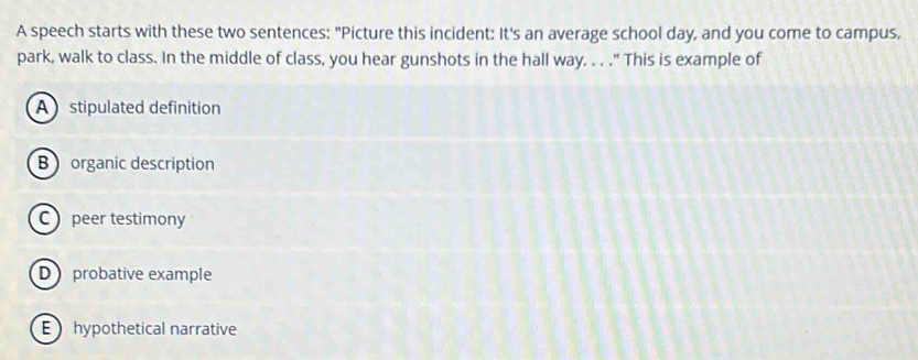 Solved: A speech starts with these two sentences: "Picture this ...