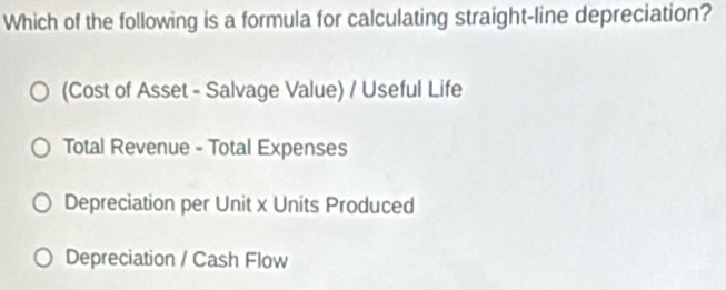 Solved: Which of the following is a formula for calculating straight ...