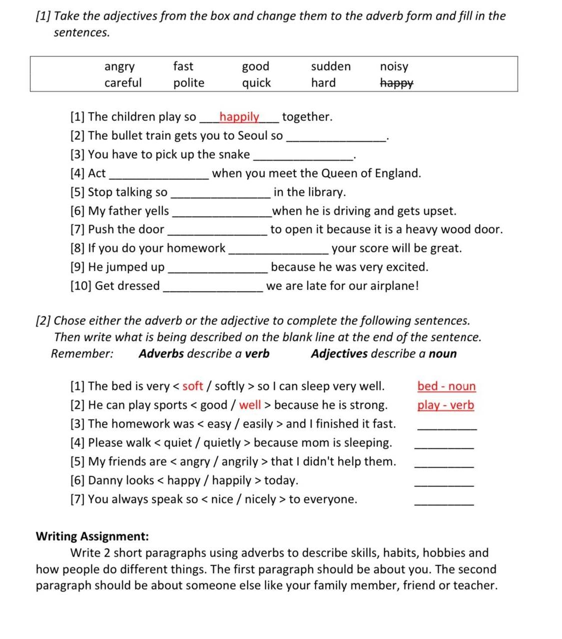 Solved: [1] Take the adjectives from the box and change them to the ...