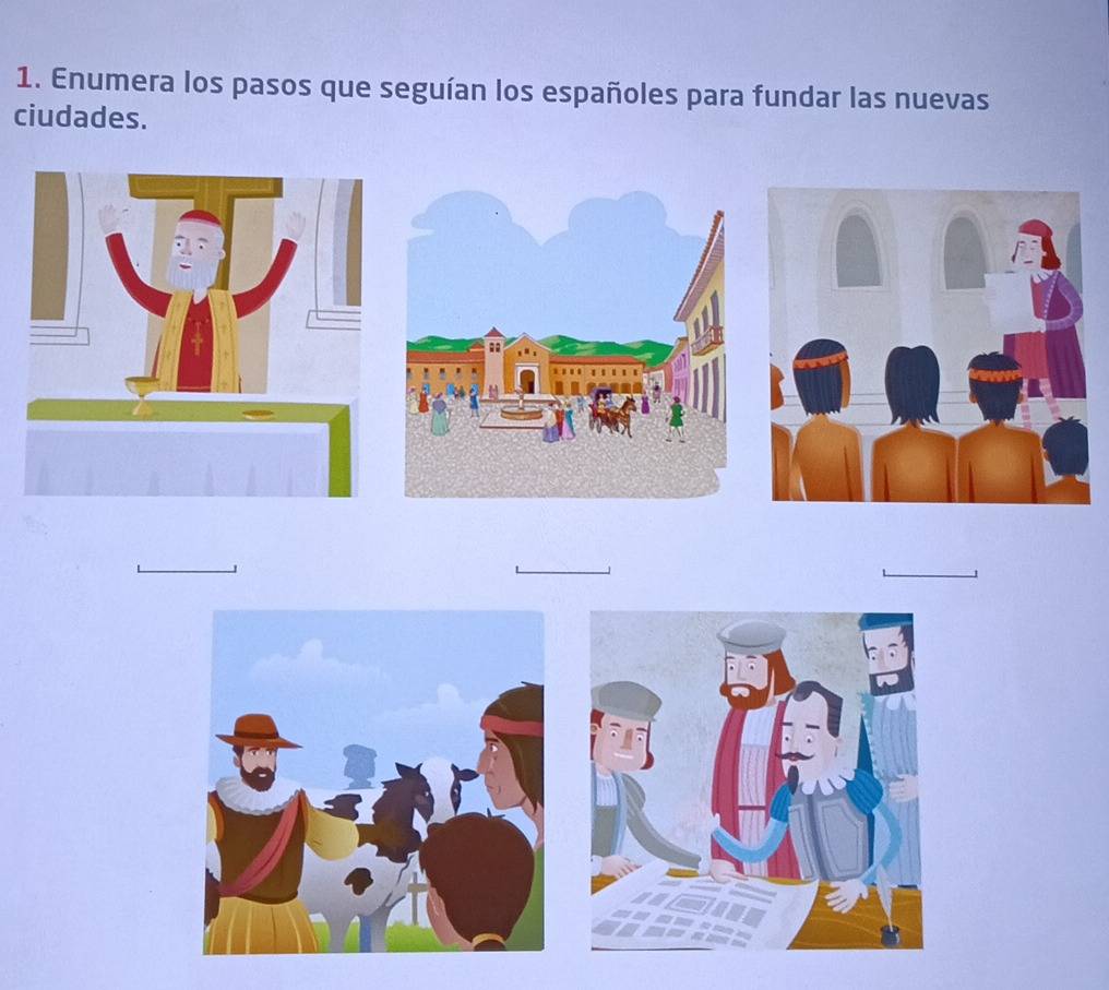 Resuelto:Enumera los pasos que seguían los españoles para fundar las ...