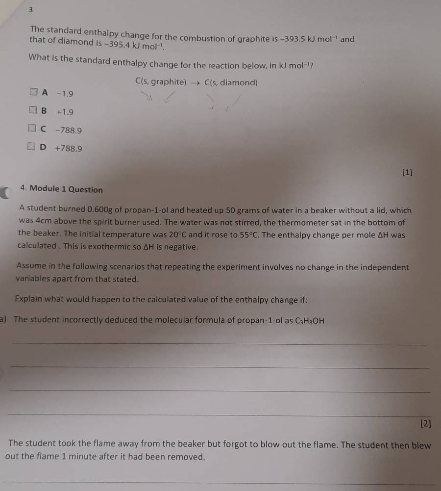 Solved: The standard enthalpy change for the combustion of graphite is ...