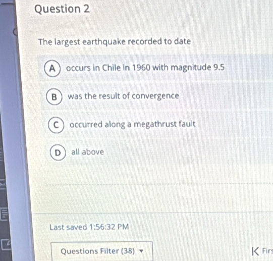 Solved: The largest earthquake recorded to date Aoccurs in Chile in ...