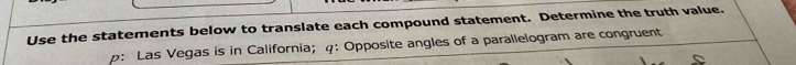 Solved: Use the statements below to translate each compound statement ...