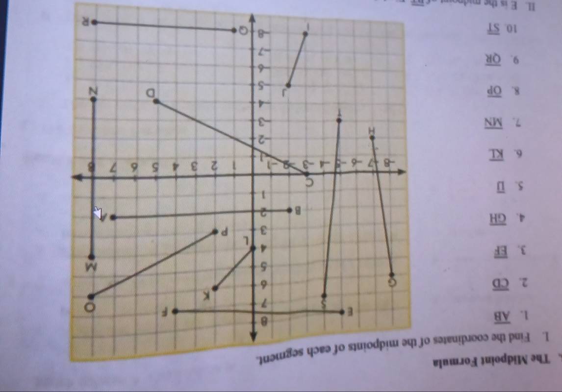 Solved: The Midpoint Formula I. Find the coordinates of the midpoints ...