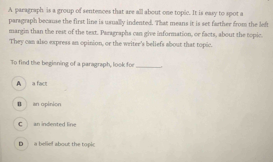 Solved: A paragraph is a group of sentences that are all about one ...