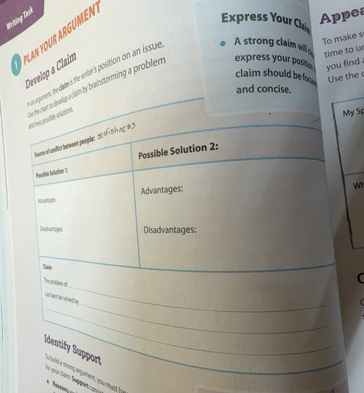 Solved: Writing Task PLAN YOUR ARGÜMEN Appea Express Your Clain To make ...
