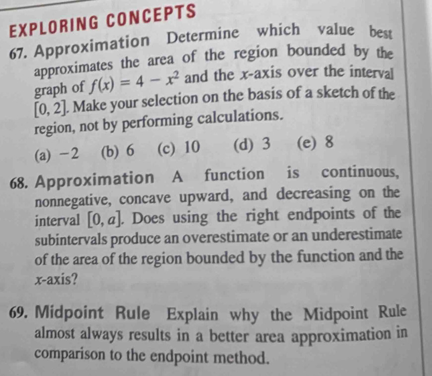 Solved: EXPLORING CONCEPTS 67. Approximation Determine which value best ...