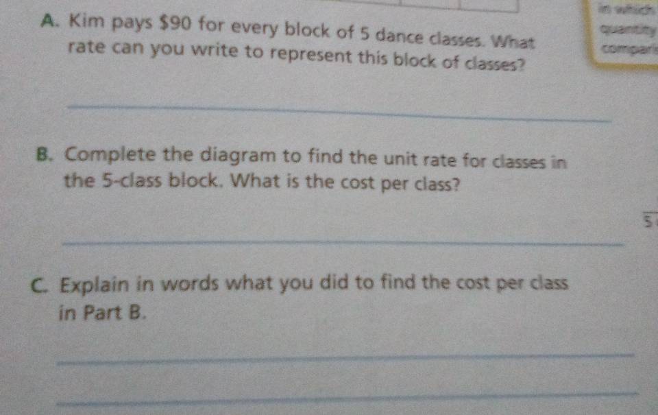 Solved: in which A. Kim pays $90 for every block of 5 dance classes ...