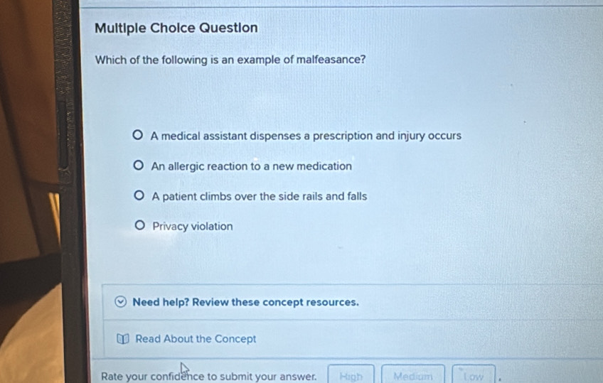 Solved: Question Which of the following is an example of malfeasance? A ...