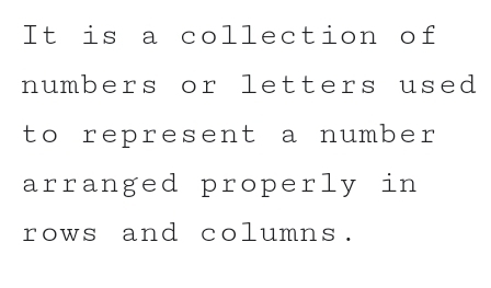 Solved: It is a collection of numbers or letters used to represent a ...