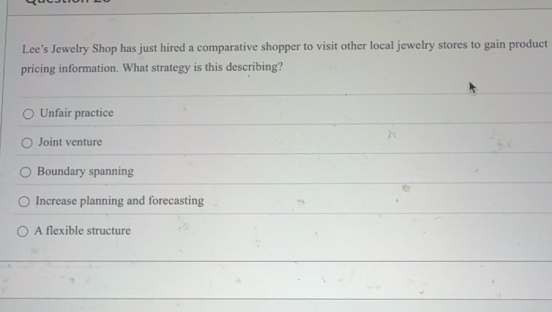 Solved: Lee’s Jewelry Shop has just hired a comparative shopper to ...