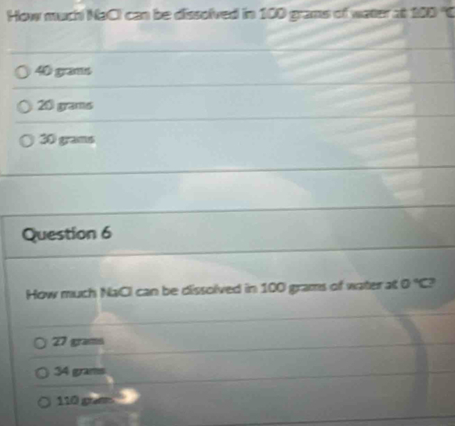 Solved: How much NaCl can be dissolved in 100 grams of water at 100 'C ...