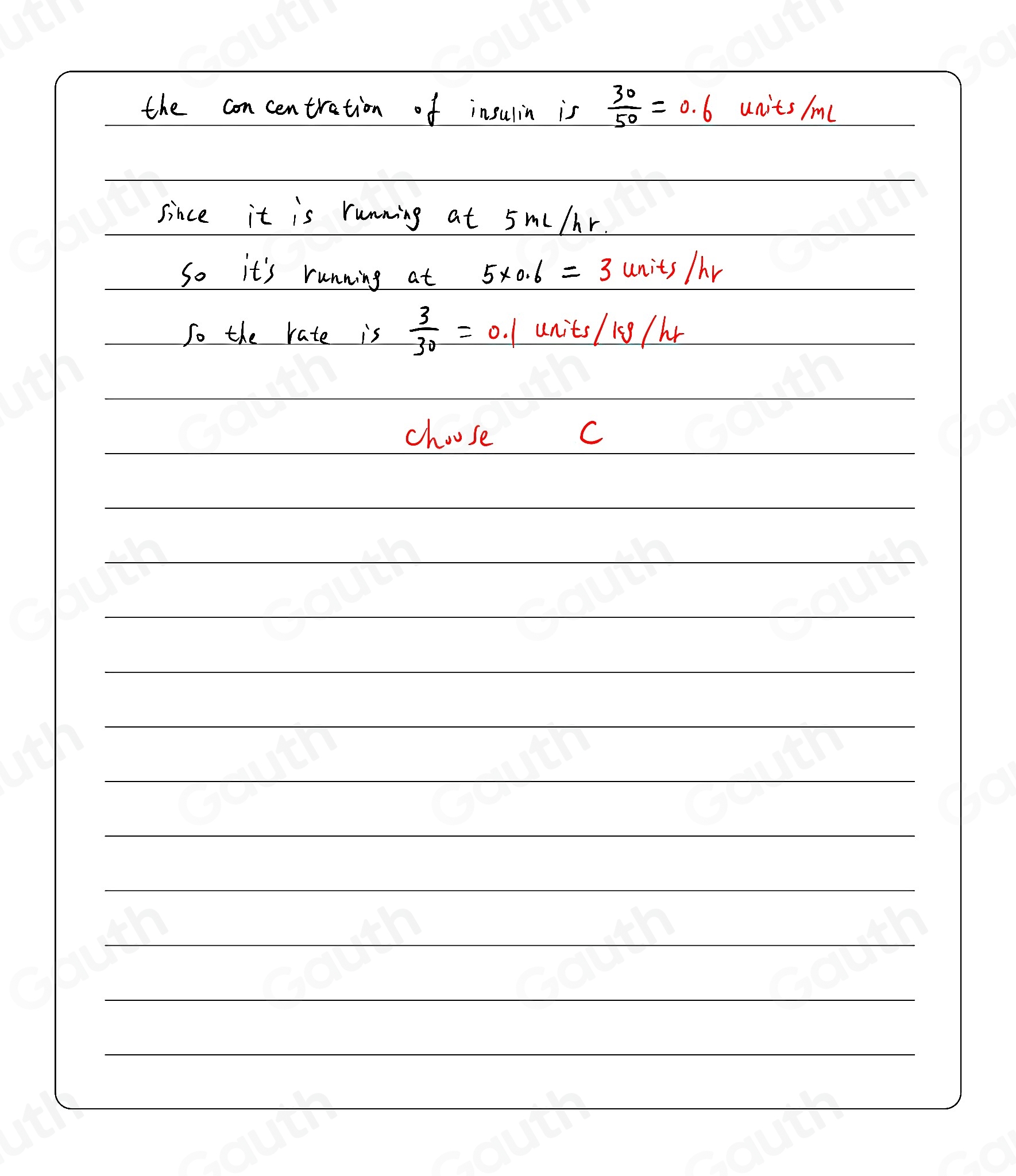 Solved: An insulin infusion is running at 5 mL/hr. The infusion is made ...