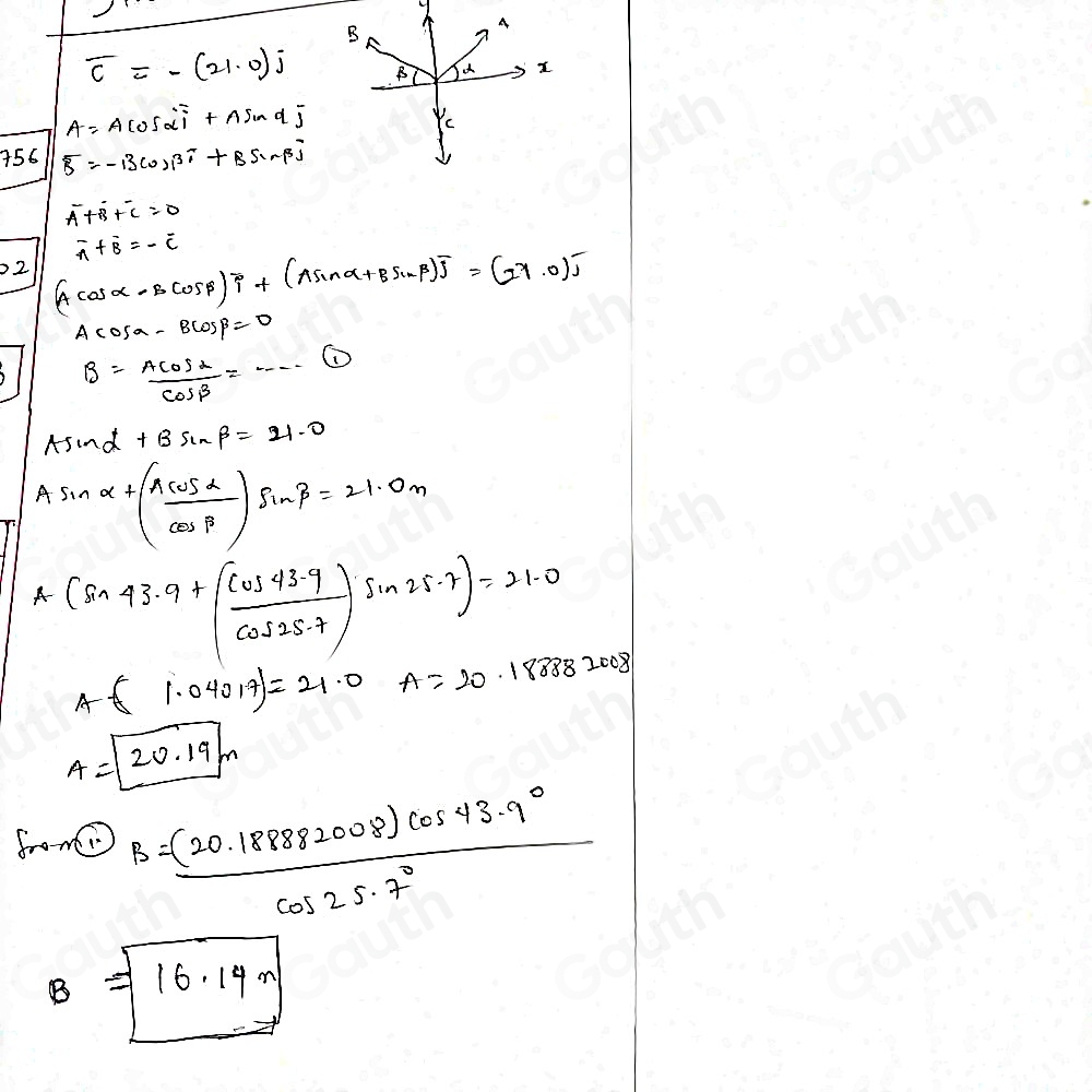 Solved: Vector vector C has a magnitude of 21.0 m and points in the −y ...