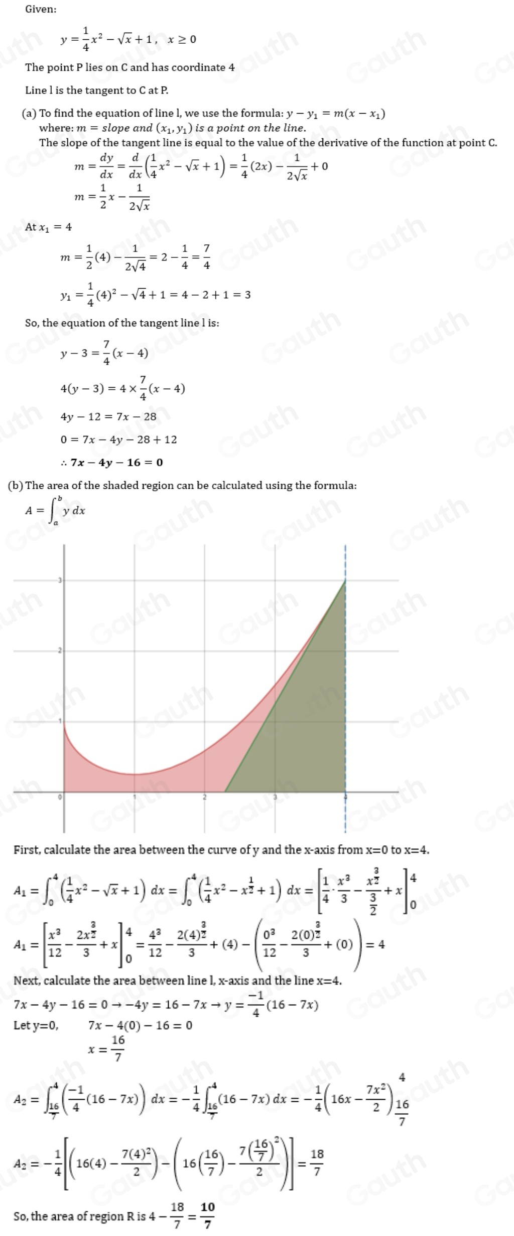 Solved: Figure 2 shows a sketch of part of the curve C with equation y= 1/4 x^2-sqrt(x)+1x≥ 0 ...