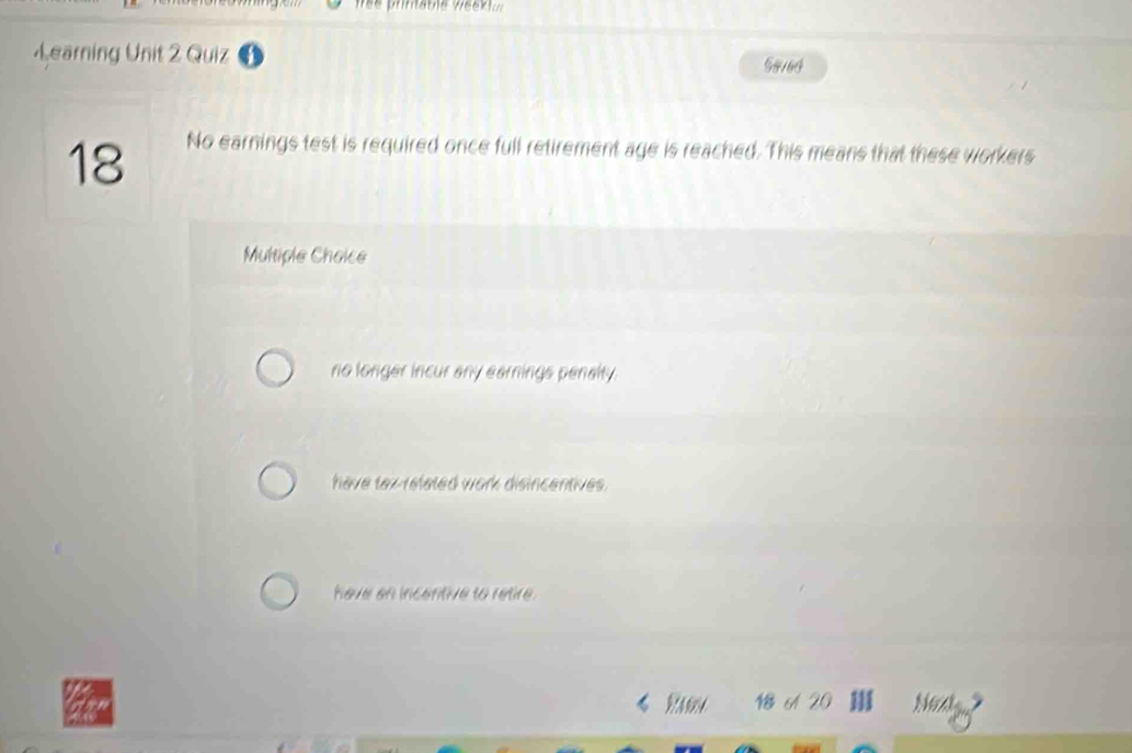 Solved: Tee printabie Wéeki Learning Unit 2 Quiz 58/60 18 No earnings ...