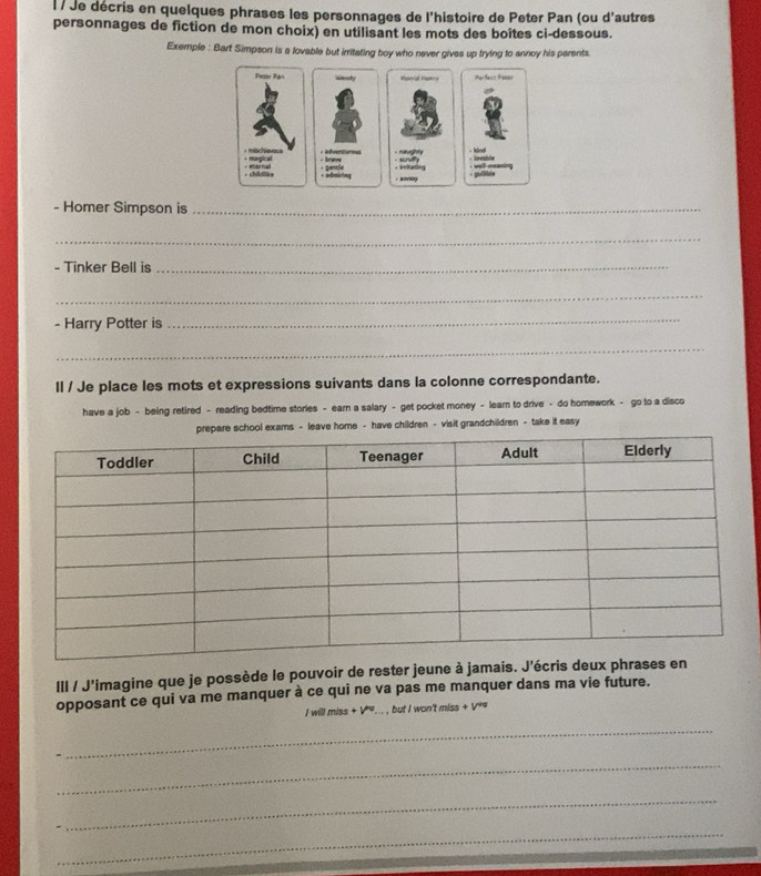 Résolu :Je décris en quelques phrases les personnages de l'histoire de ...