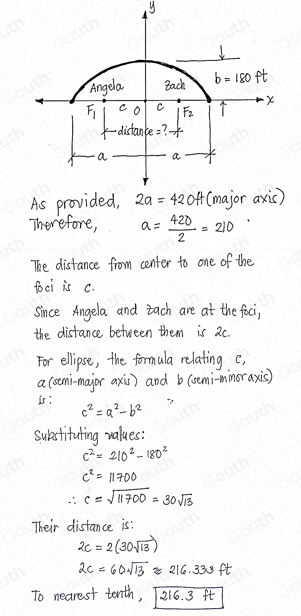 Solved: A whispering chamber is an elliptically arched chamber. A ...