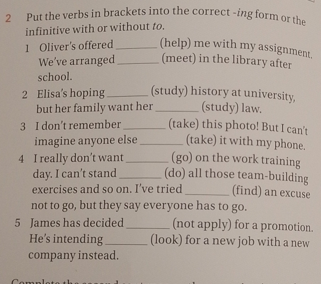 Resuelto:Put the verbs in brackets into the correct -ing form or the ...