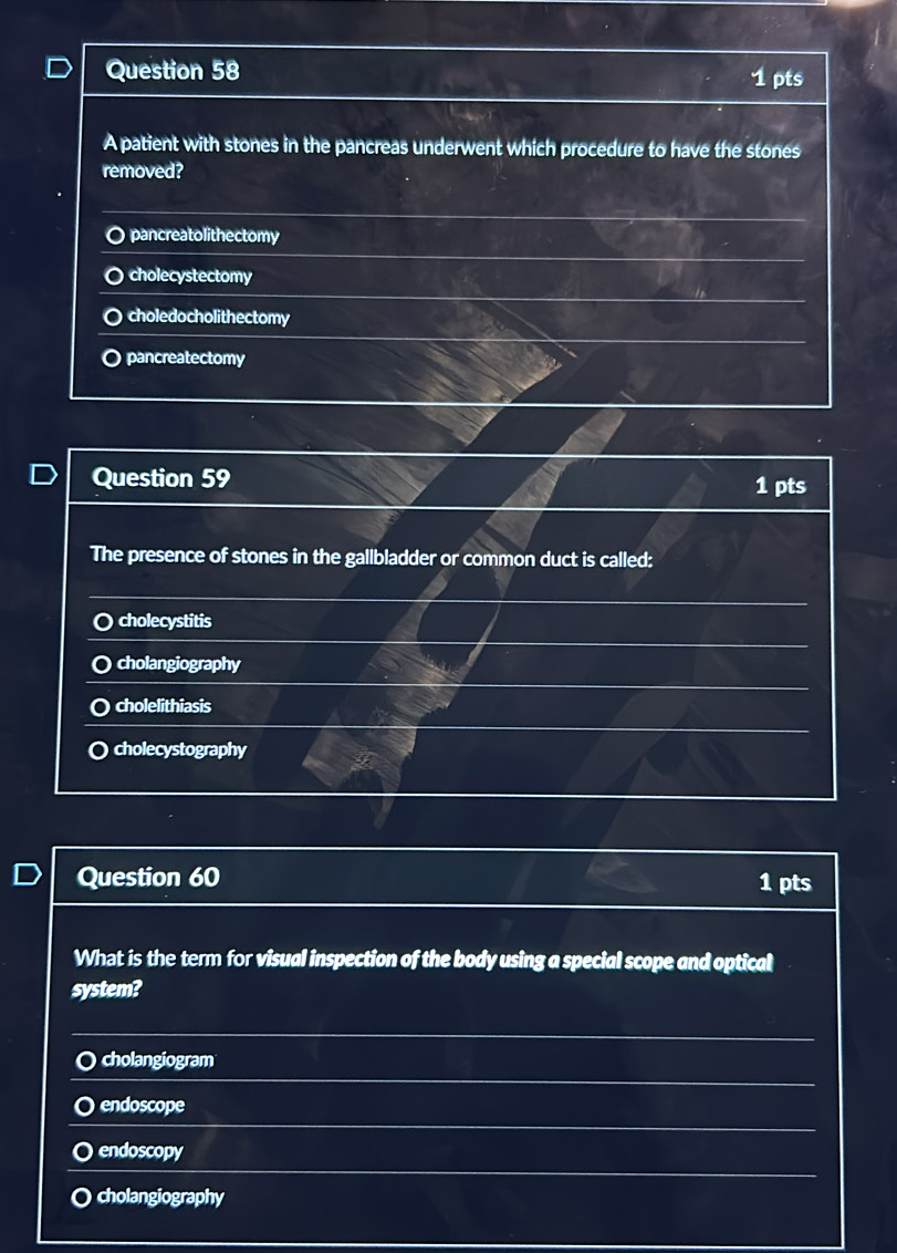 Solved: A patient with stones in the pancreas underwent which procedure ...