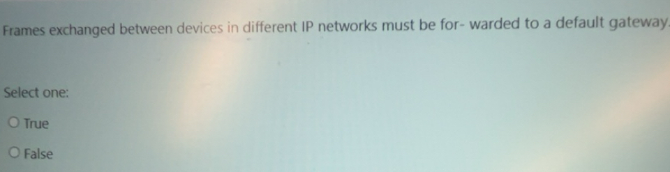 Solved: Frames exchanged between devices in different IP networks must be for- warded to a ...