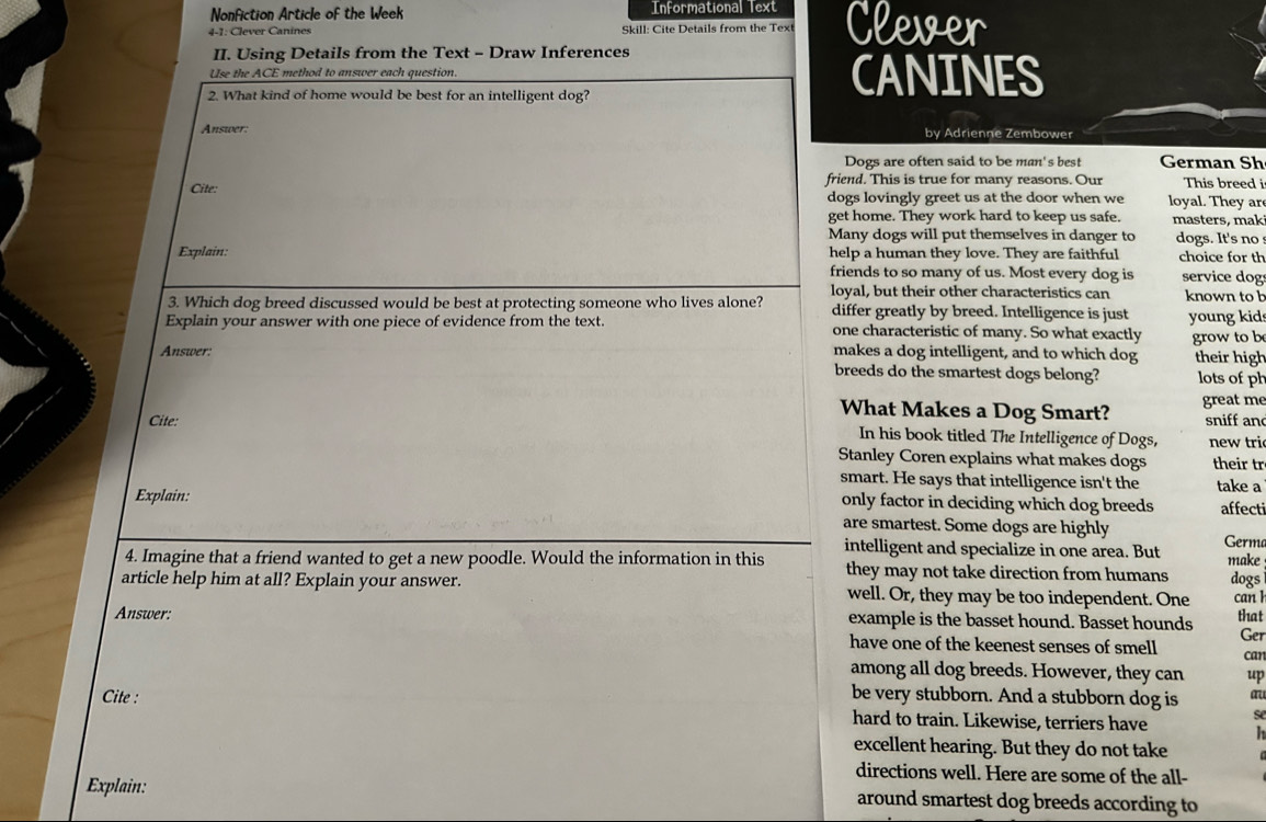 Solved: Nonfiction Article of the Week Informational Text 4-1: Clever ...