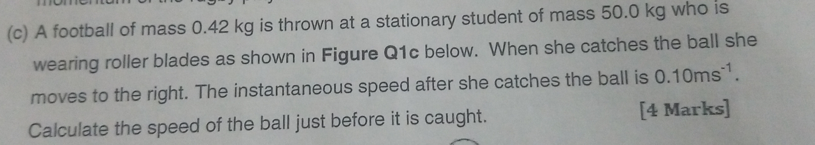 Solved: A football of mass 0.42 kg is thrown at a stationary student of ...