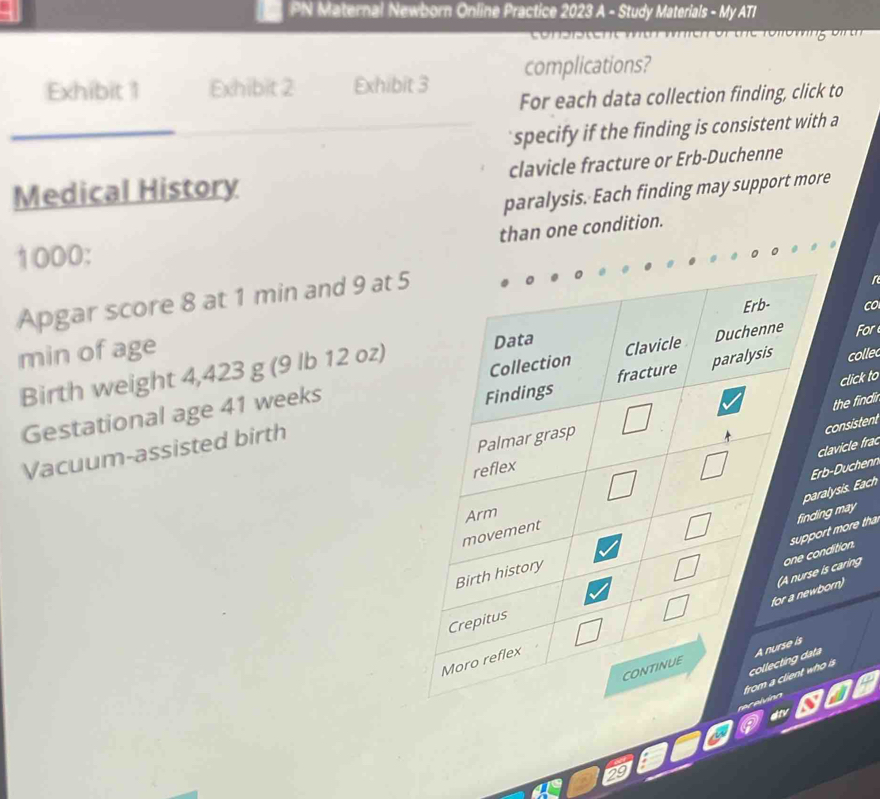 Solved: PN Maternal Newborn Online Practice 2023 A - Study Materials - My ATI Exhibit 1 Exhibit ...