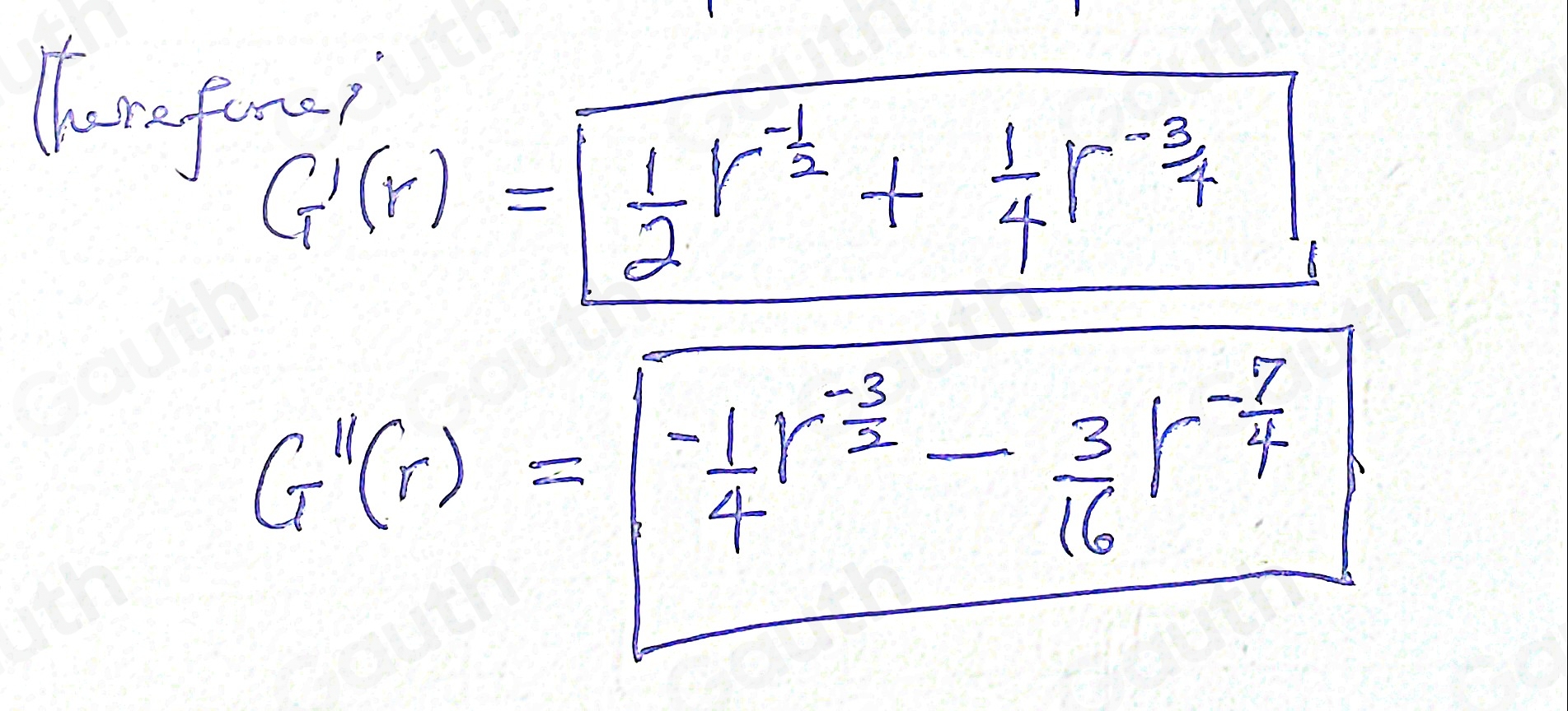 Solved: Find the first and second derivative of the function. G(r)=sqrt(r)+sqrt[n](r) G'(r)= G ...