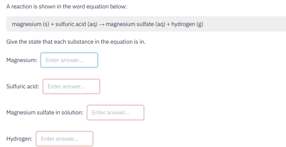 Solved: A reaction is shown in the word equation below: magnesium (s ...