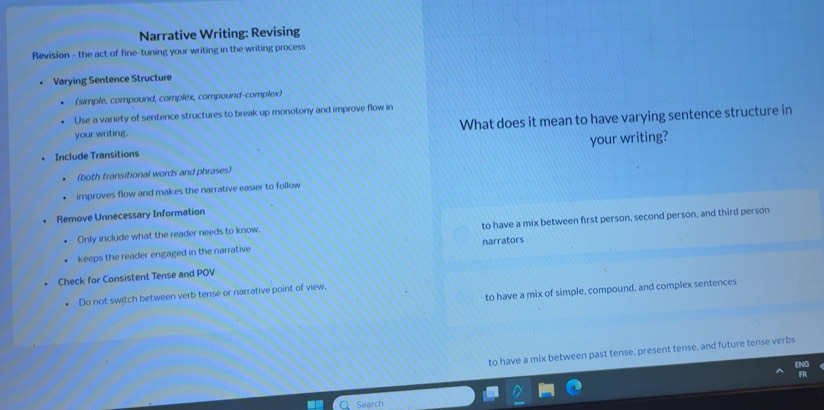 Résolu :Narrative Writing: Revising Revision - the act of fine-tuning ...