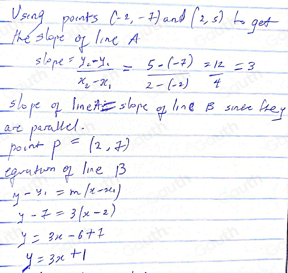 Solved: The graph below shows point P and line A. lf line B is drawn ...