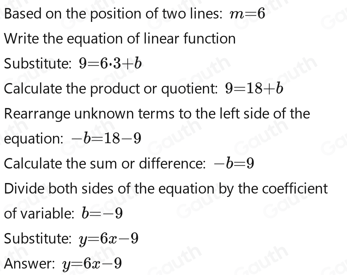 Solved: The equation of line f is y+10=6(x+3). Parallel to line fis ...