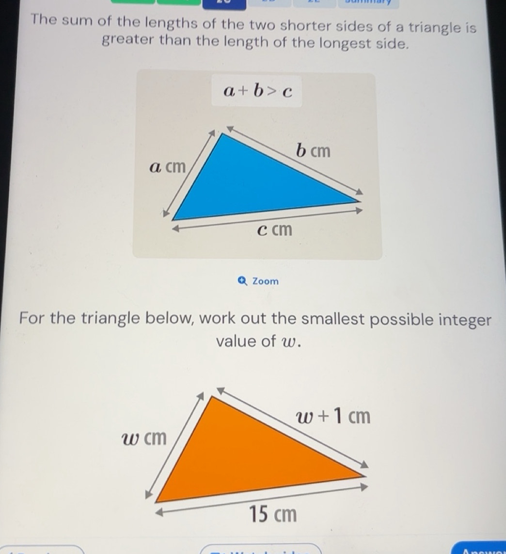 Solved: The sum of the lengths of the two shorter sides of a triangle ...