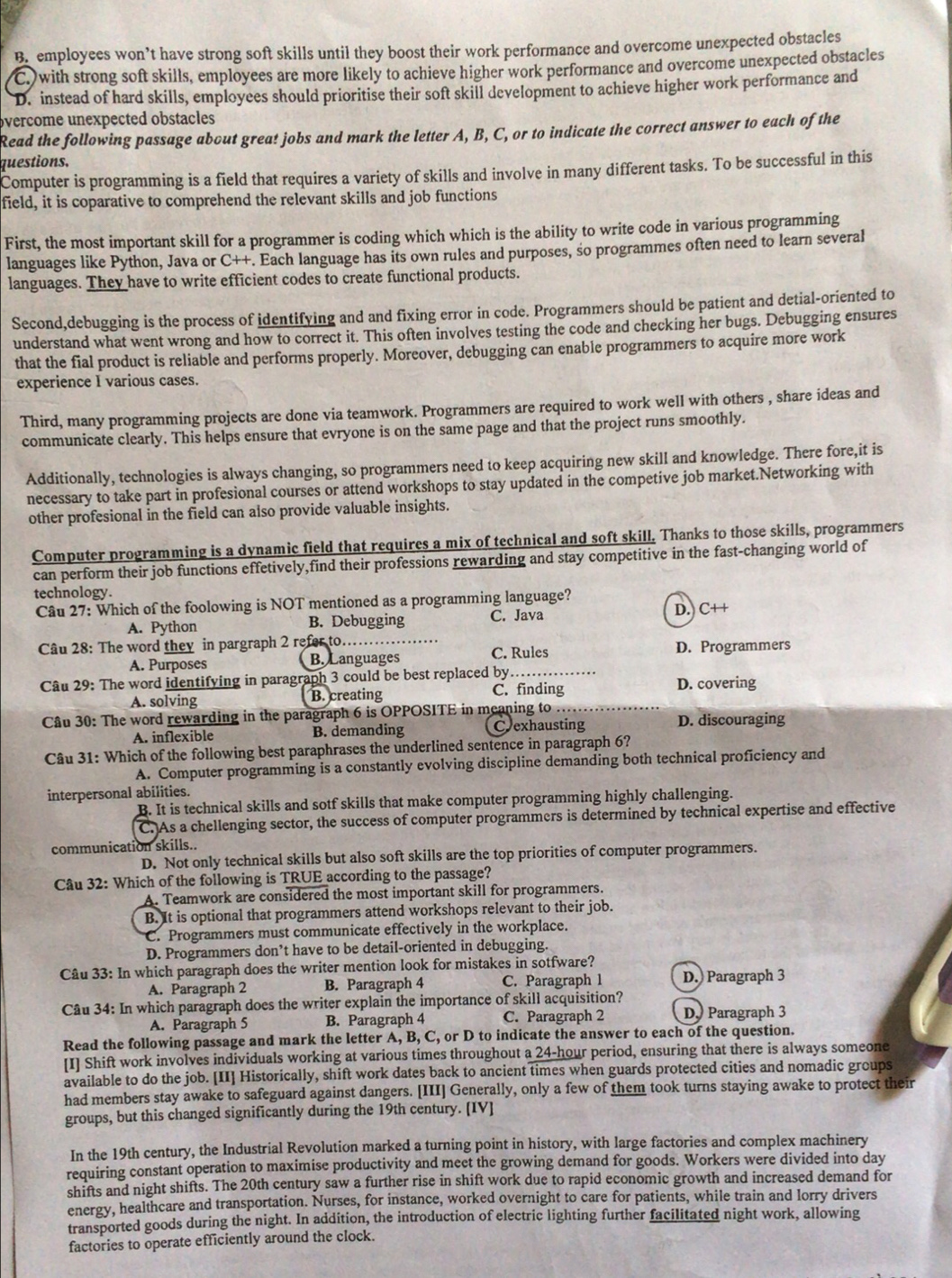 Giải quyết:B. employees won’t have strong soft skills until they boost ...