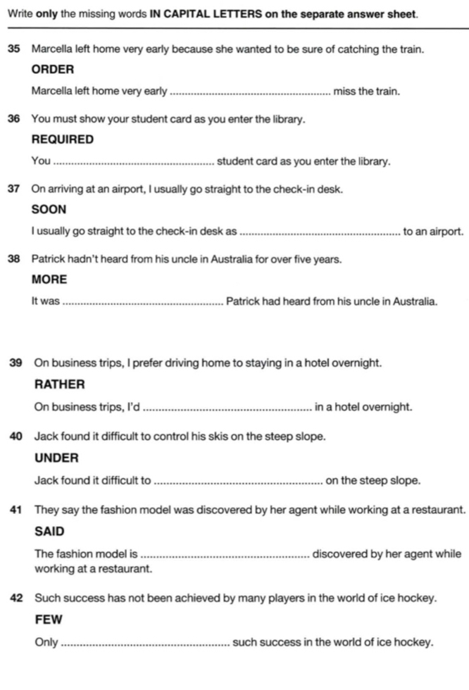 Giải quyết:Write only the missing words IN CAPITAL LETTERS on the ...