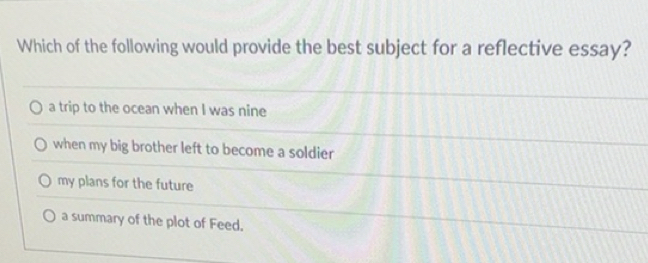 Solved: Which of the following would provide the best subject for a ...