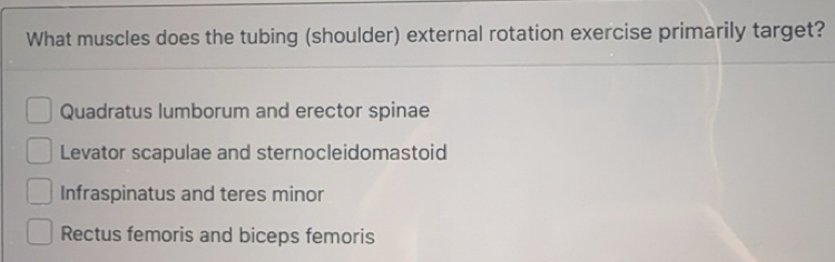 Solved: What muscles does the tubing (shoulder) external rotation ...